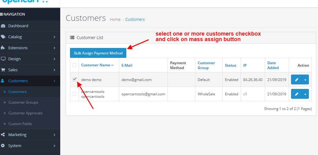 OpenCart - Payment Method By Customer