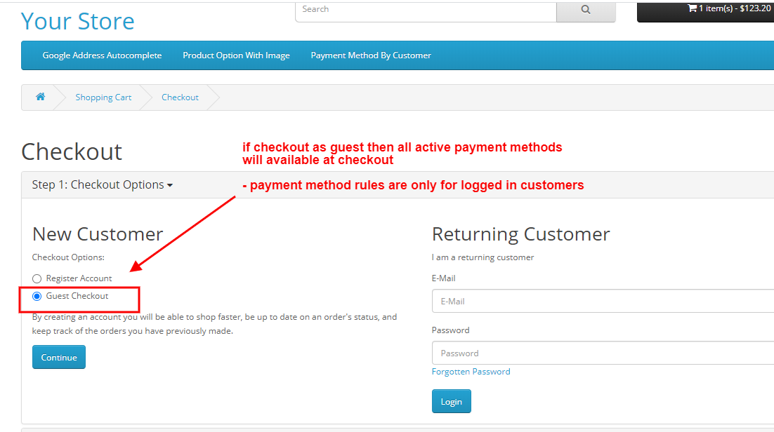 OpenCart - Payment Method By Customer