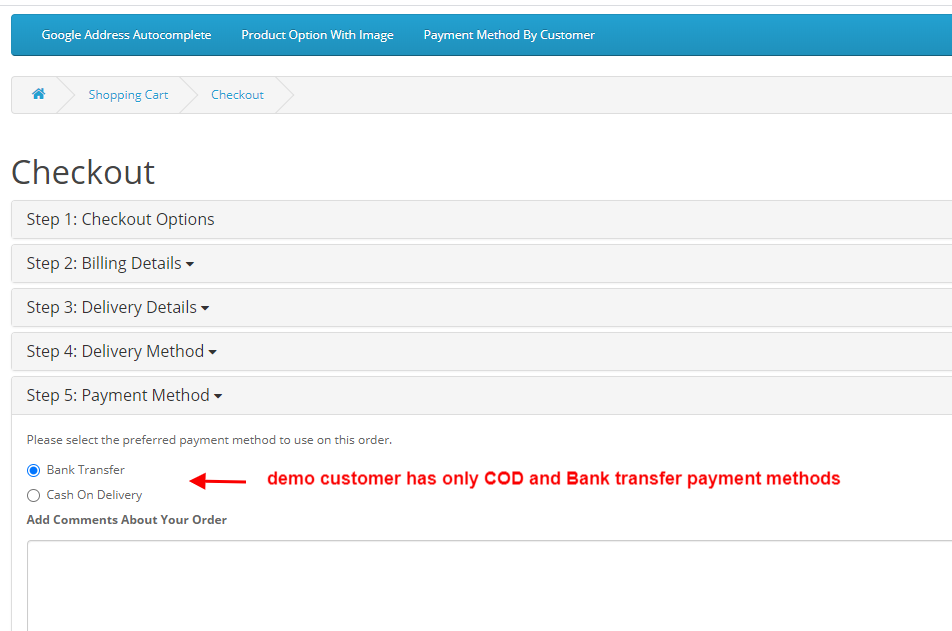 OpenCart - Payment Method By Customer
