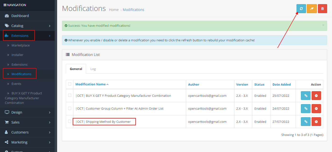 OpenCart - Shipping Method By Customer
