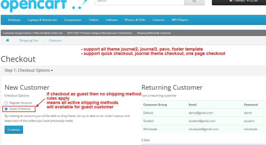 OpenCart - Shipping Method By Customer