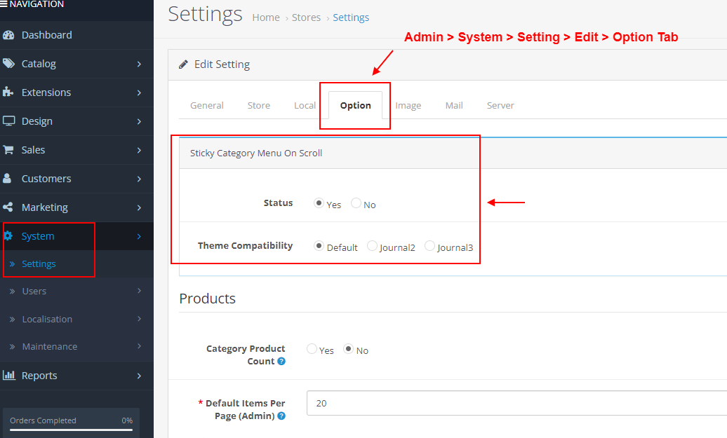 OpenCart - Sticky Category Menu On Scroll