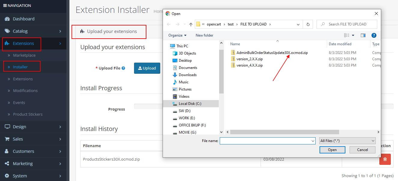 OpenCart - Admin Bulk Order Status Update