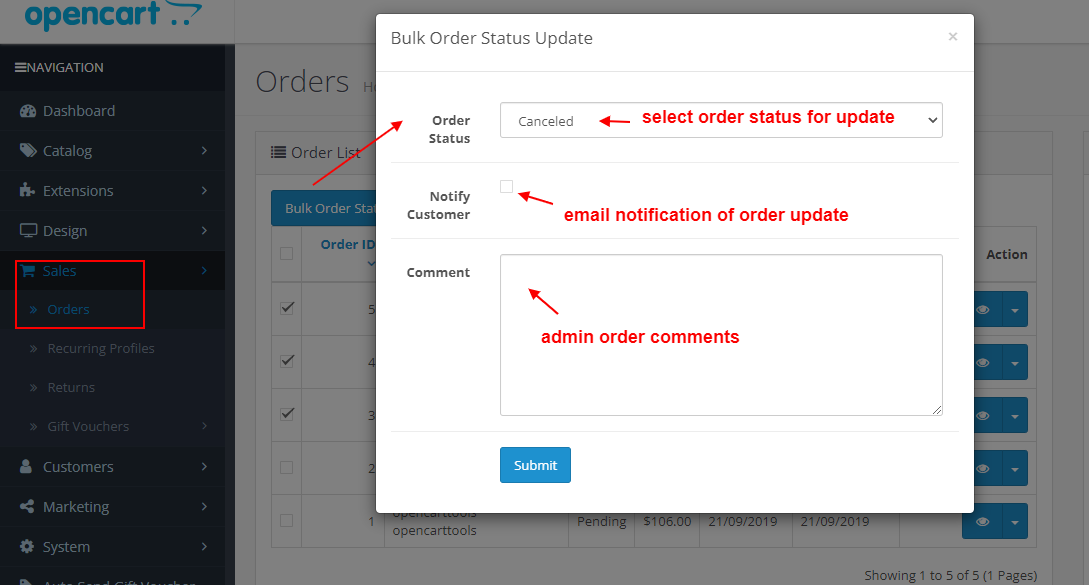 OpenCart - Admin Bulk Order Status Update