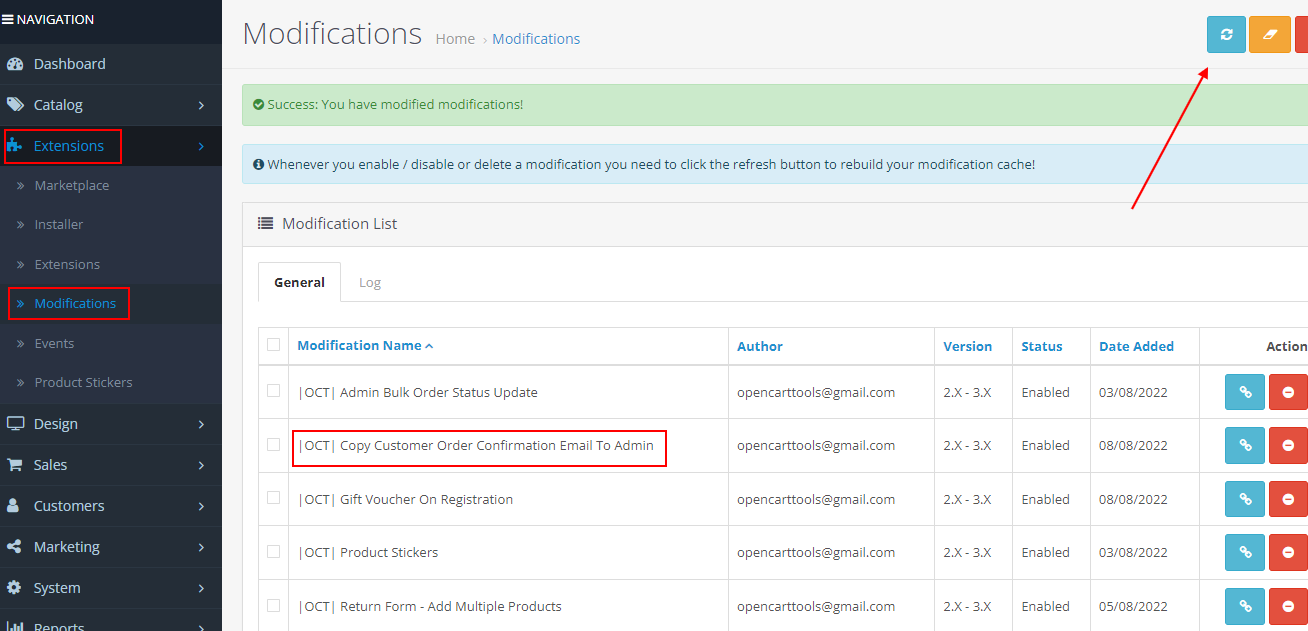 OpenCart - Copy Customer Order Confirmation Email To Admin