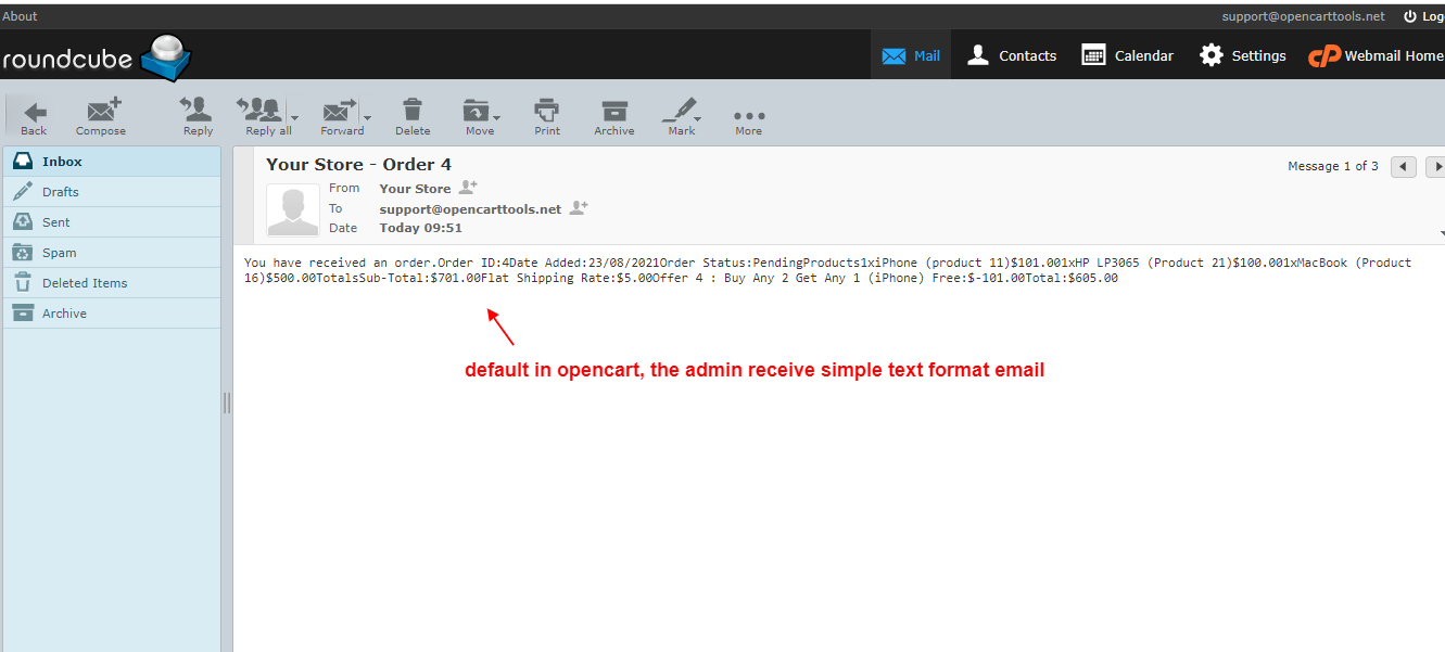 OpenCart - Copy Customer Order Confirmation Email To Admin