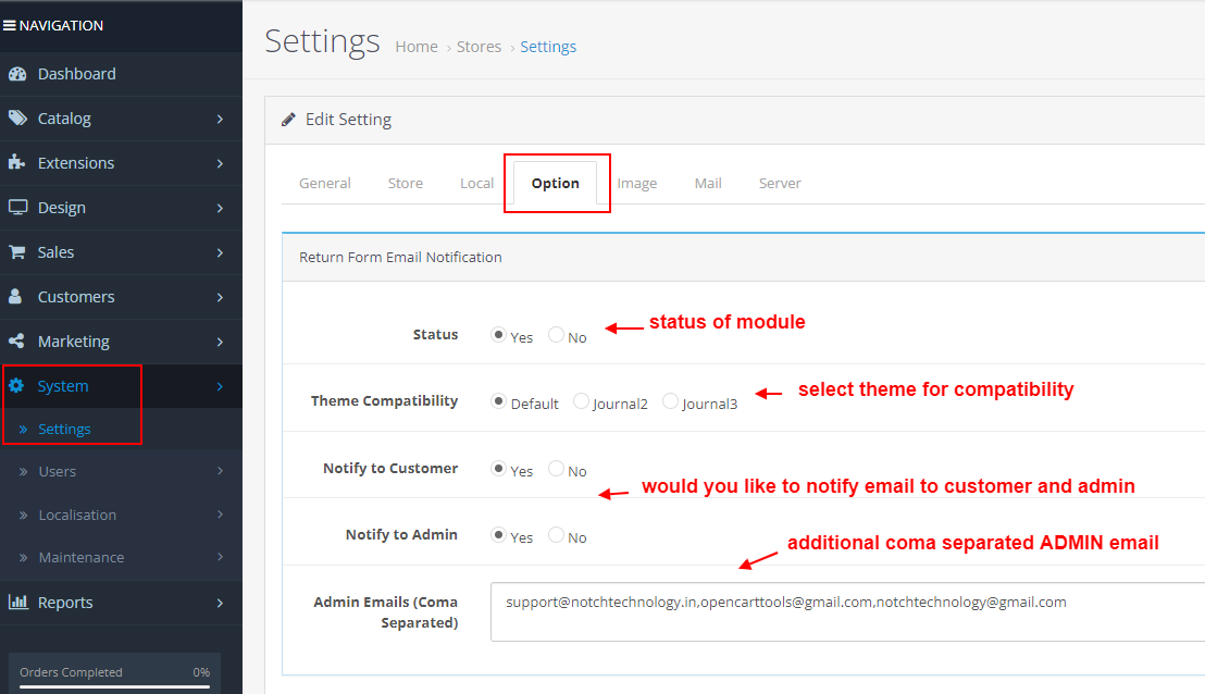 OpenCart - Return Form Email Notification