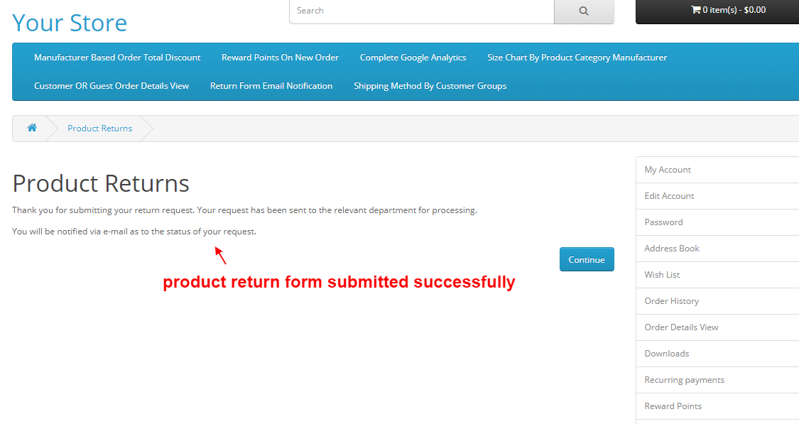 OpenCart - Return Form Email Notification