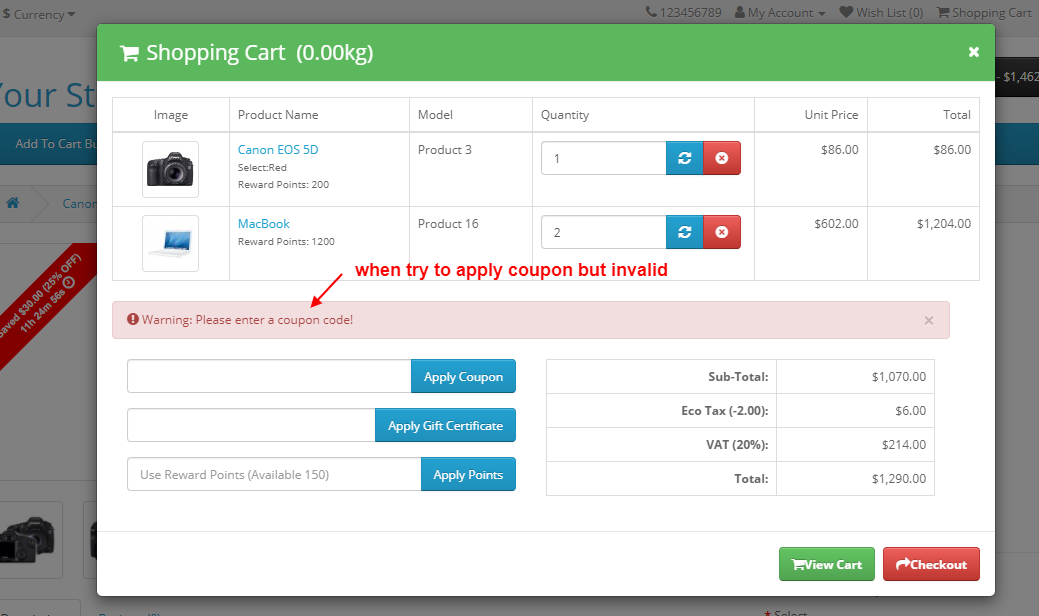 OpenCart - Add To Cart Popup