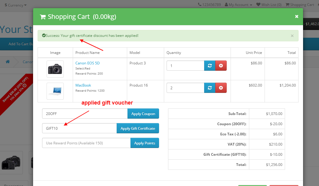 OpenCart - Add To Cart Popup
