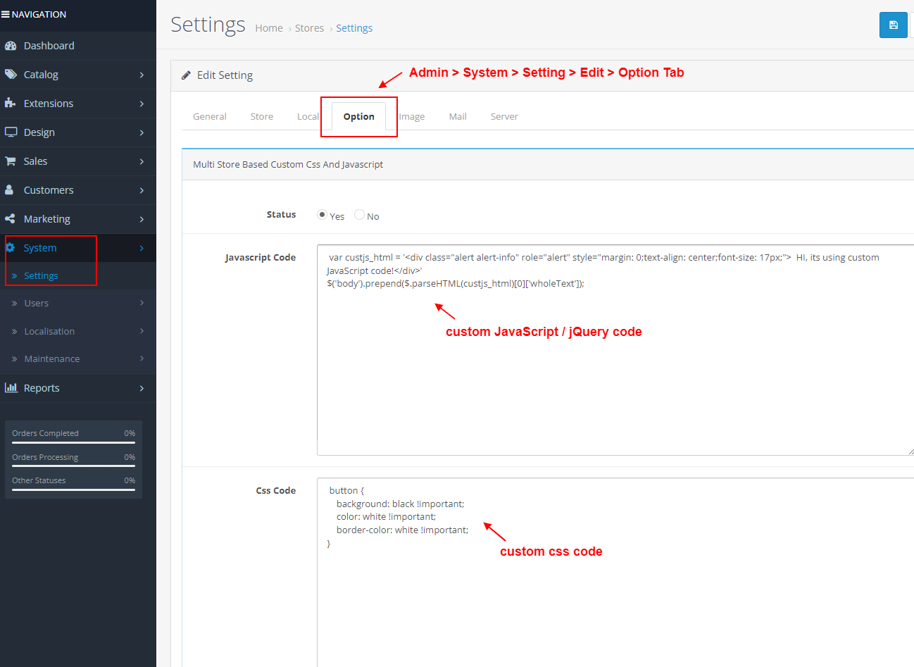 Opencart Multi Store Based Custom Css And Javascript 