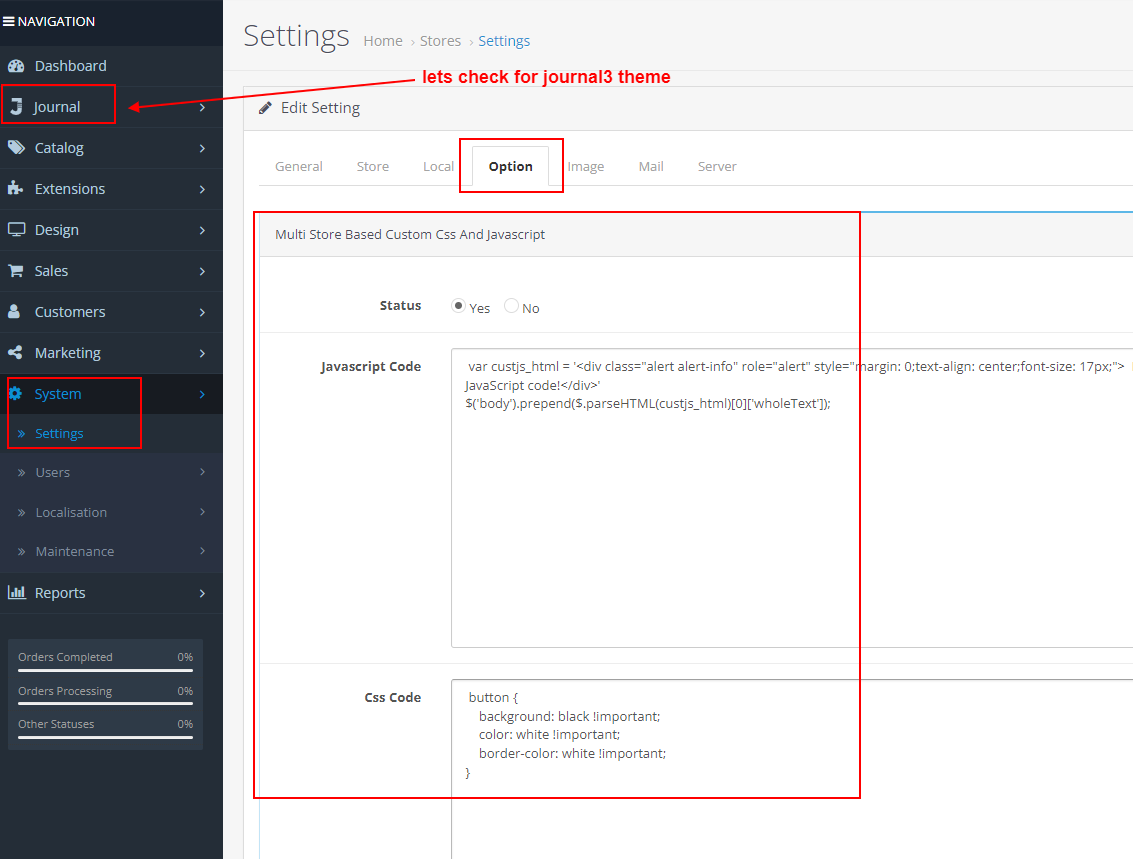 Opencart Multi Store Based Custom Css And Javascript 7460
