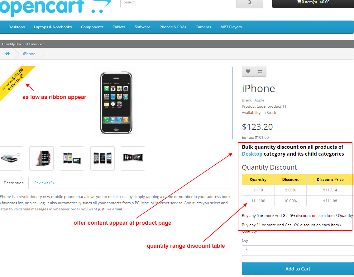 OpenCart - Quantity Discount Enhanced