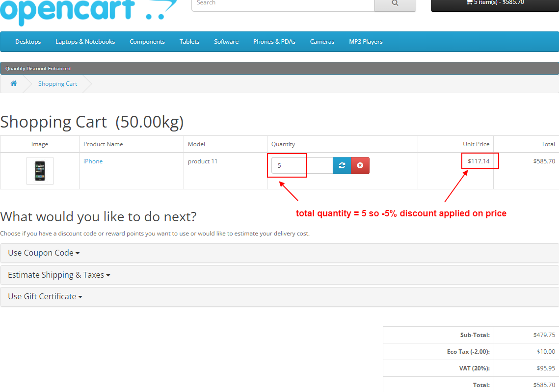 OpenCart - Quantity Discount Enhanced