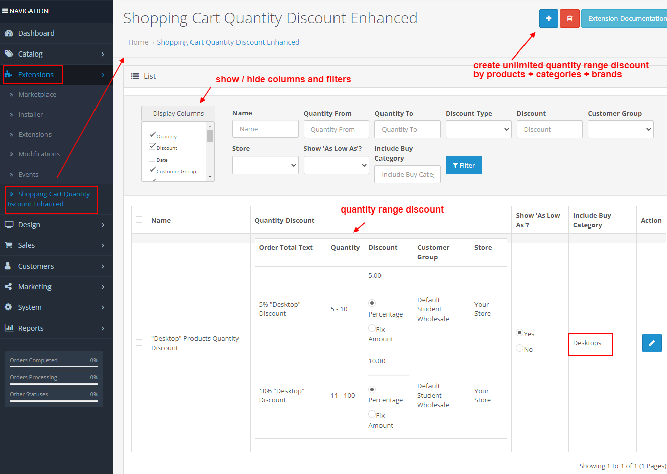 OpenCart - Shopping Cart Quantity Discount Enhanced