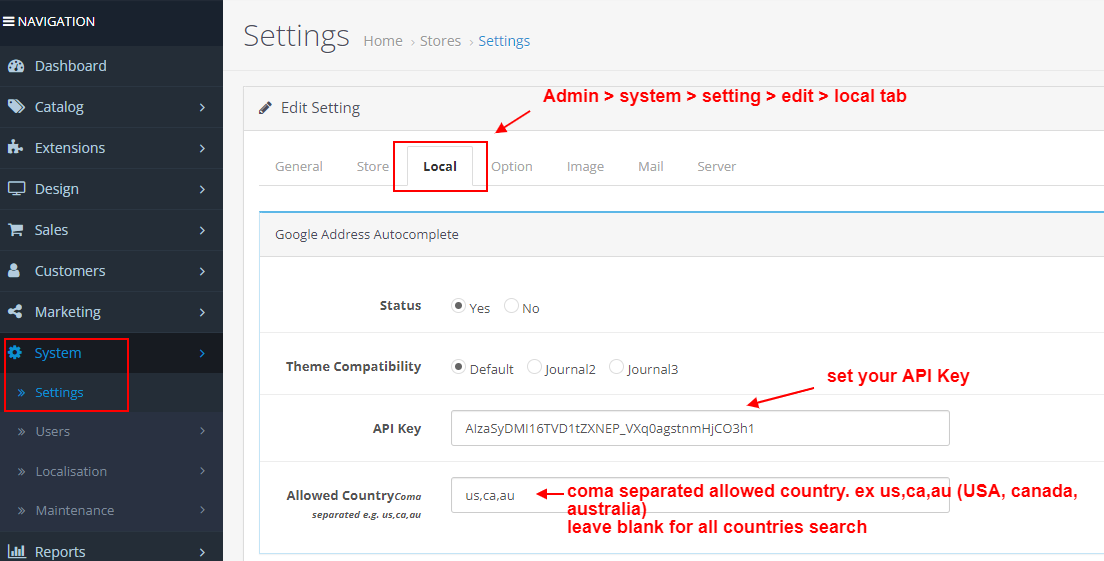OpenCart - Google Address Autocomplete