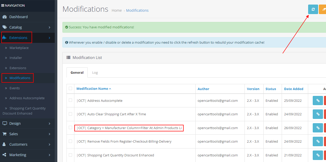 OpenCart - Category + Manufacturer Column+Filter At Admin Products List