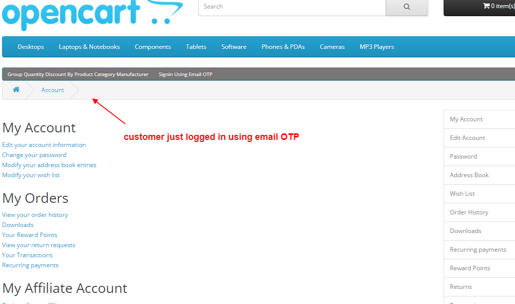 OpenCart - Signin Using Email OTP OpenCart - Signin Using Email OTP