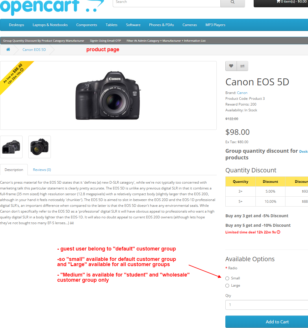 OpenCart - Product Option Values By Customer Group
