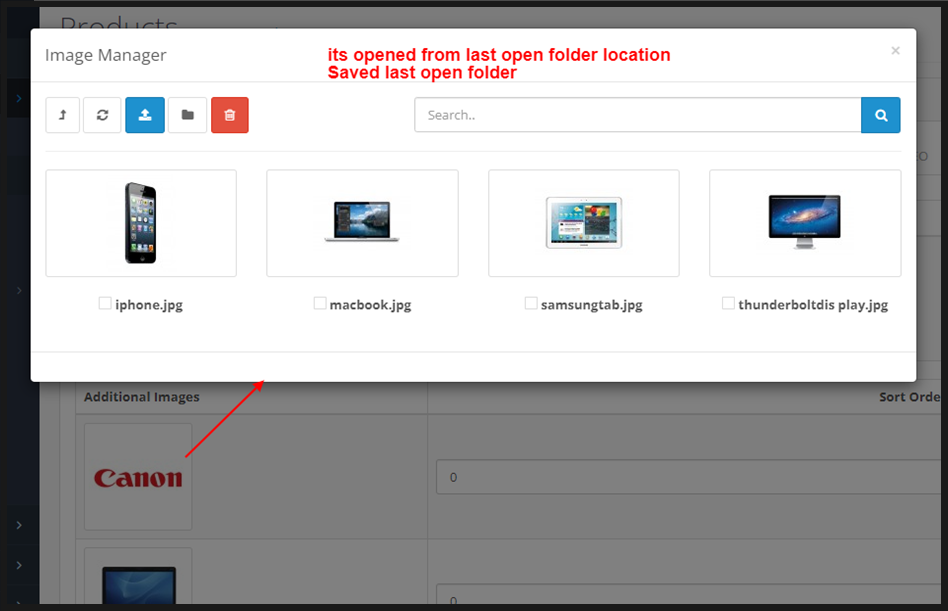 OpenCart - Image File Manager Last Location
