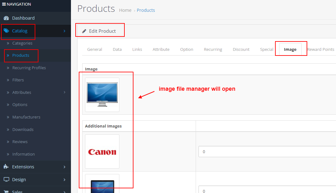 OpenCart - Image File Manager Last Location