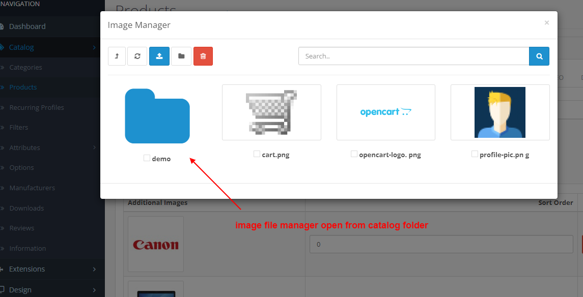 OpenCart - Image File Manager Last Location