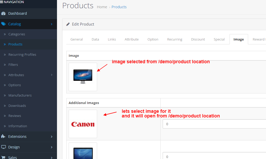 OpenCart - Image File Manager Last Location