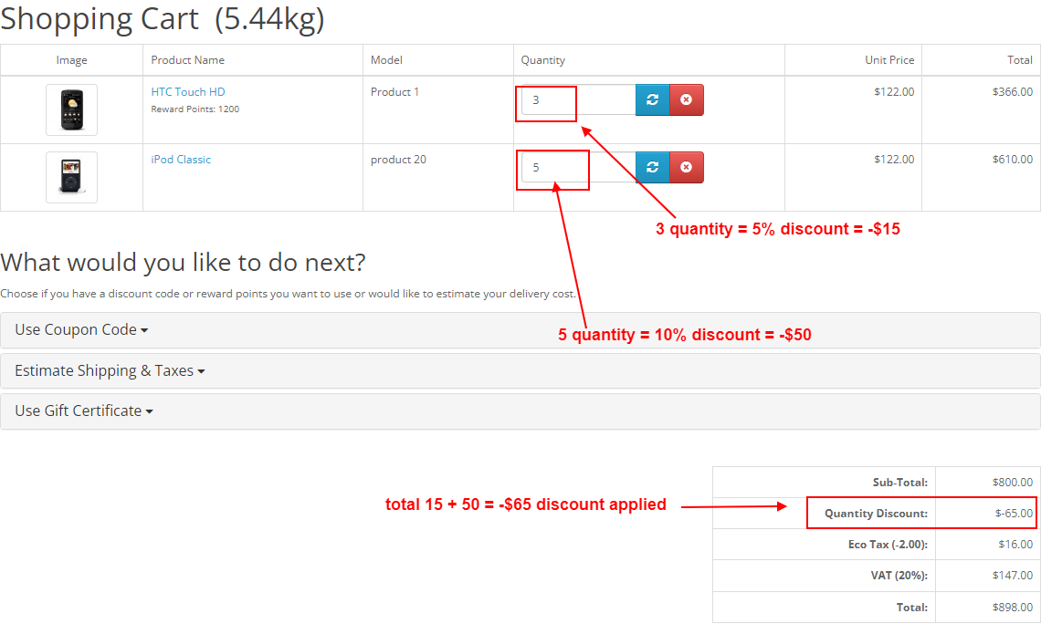 OpenCart - Product Quantity Discount Enhanced