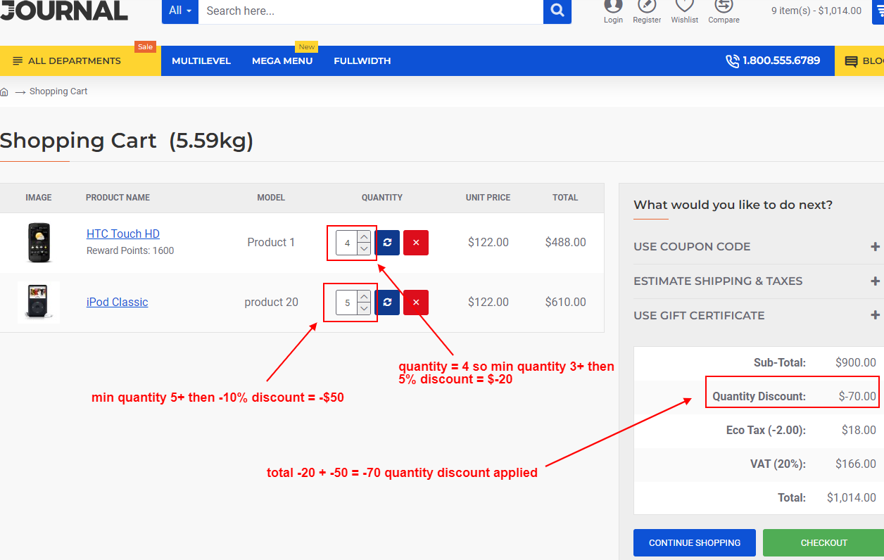 OpenCart - Product Quantity Discount Enhanced