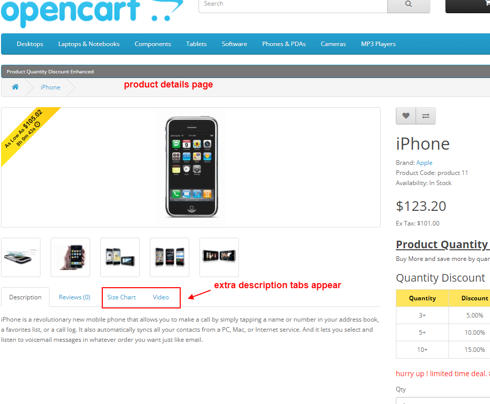 OpenCart - Product Extra Description Tab Enhanced