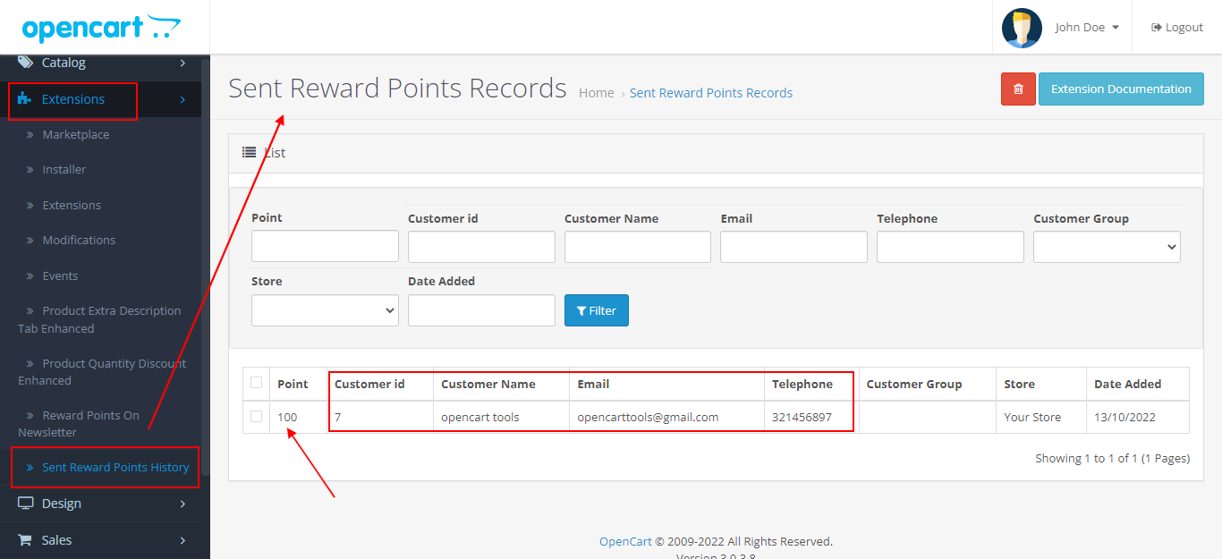 OpenCart - Reward Points On Newsletter