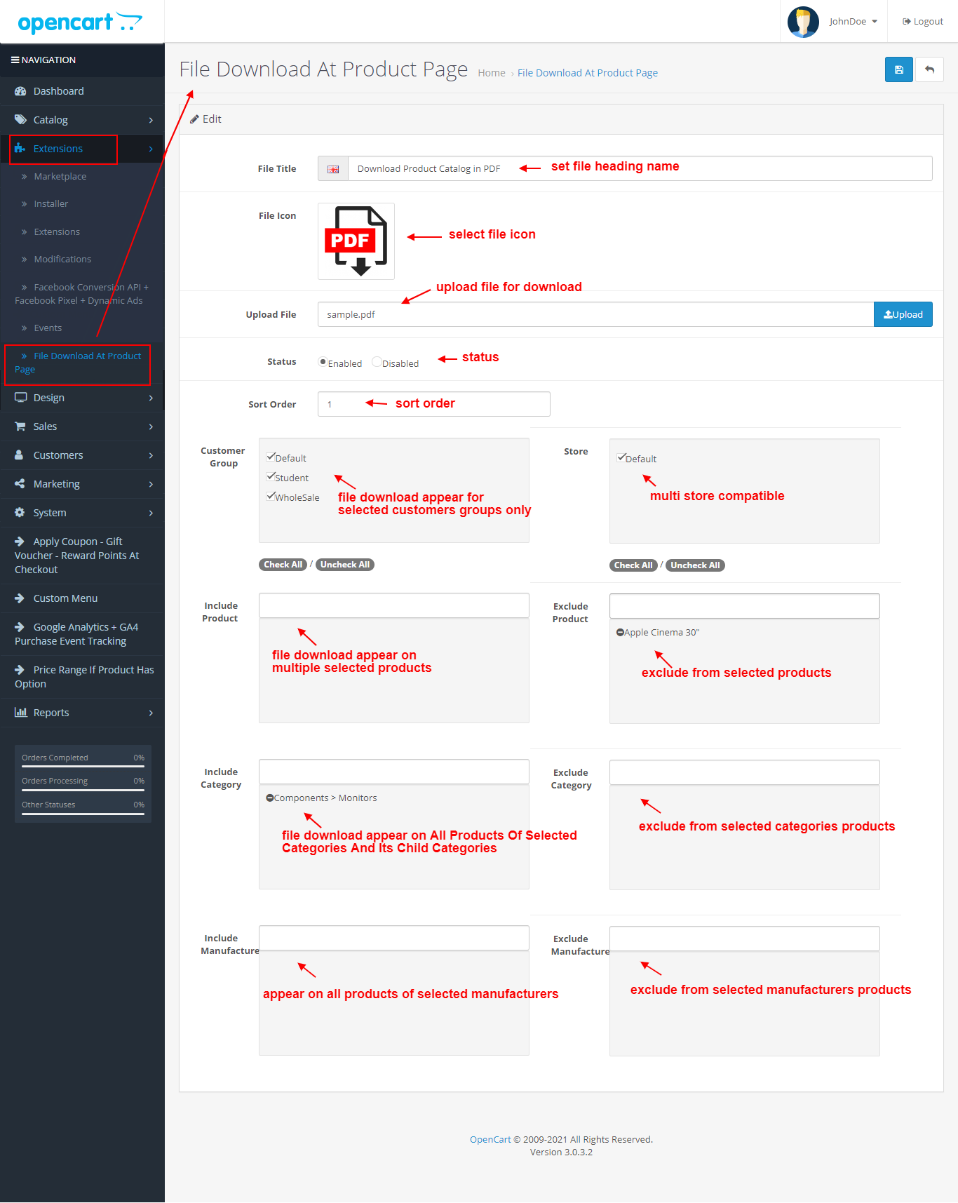 OpenCart - File Download At Product Page