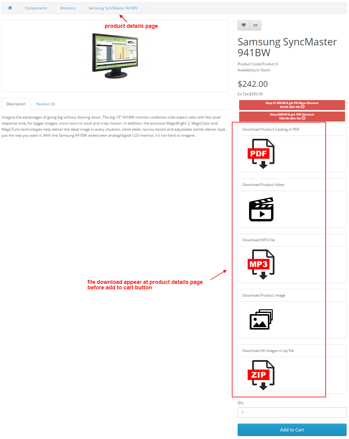 OpenCart - File Download At Product Page