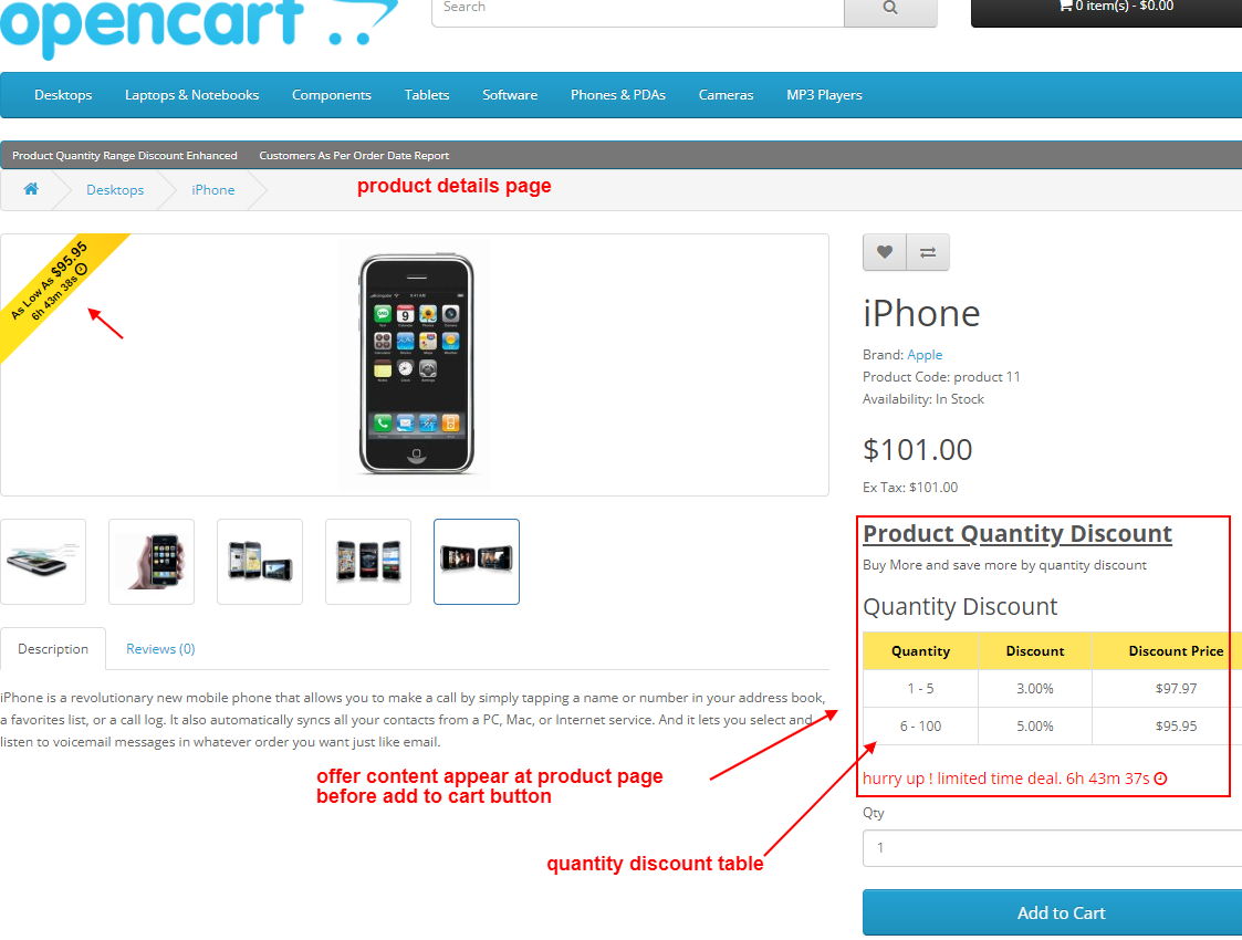 OpenCart - Product Quantity Range Discount Enhanced