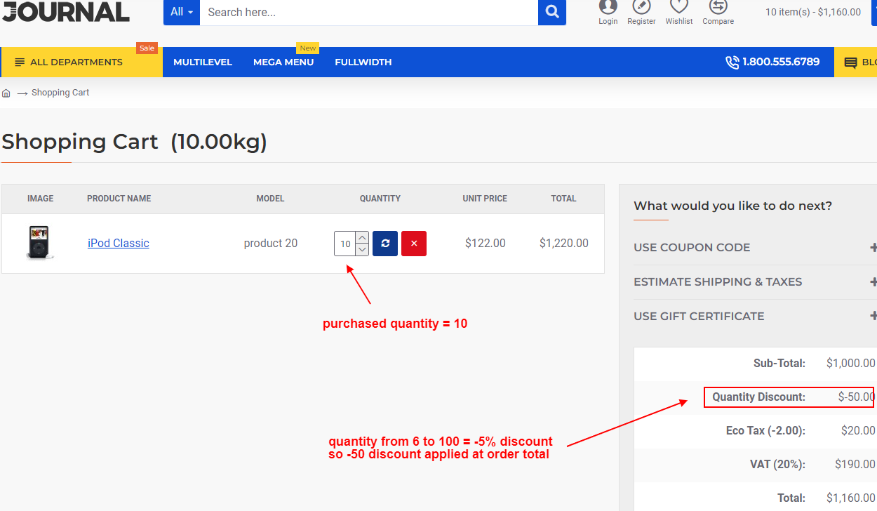 OpenCart - Product Quantity Range Discount Enhanced