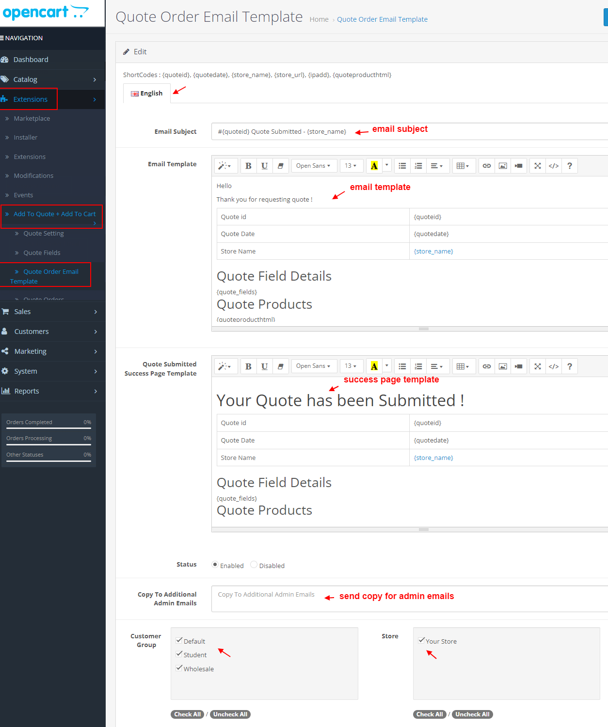 OpenCart - Add To Quote + Add To Cart