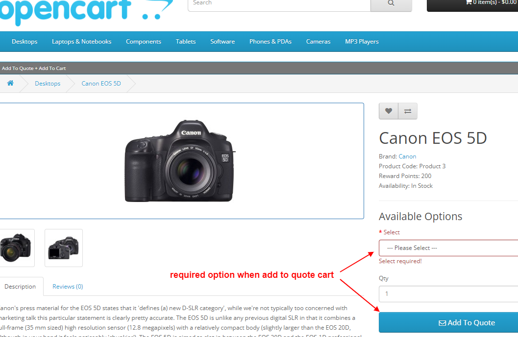 OpenCart - Add To Quote + Add To Cart