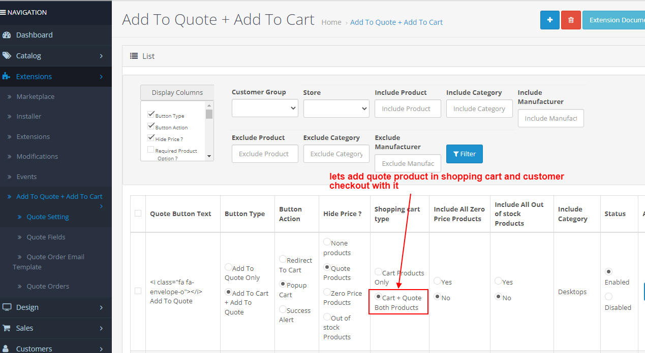 OpenCart - Add To Quote + Add To Cart