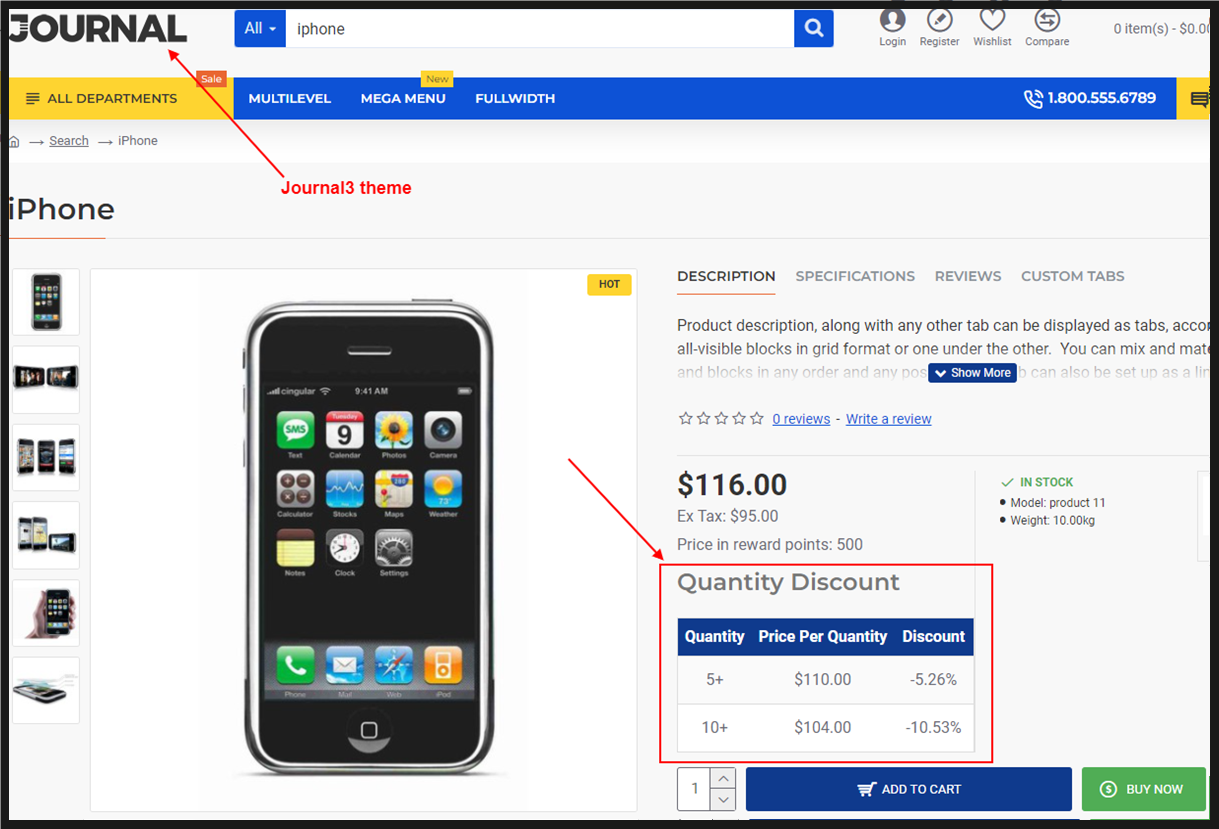 OpenCart - Opencart Discount In Table Format