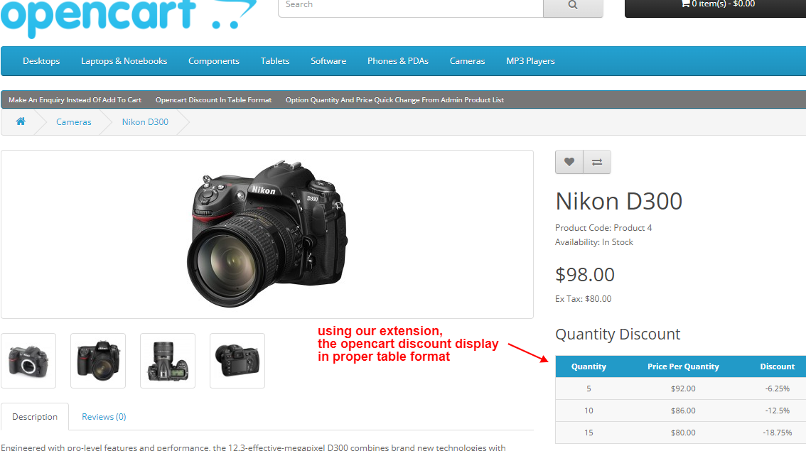 OpenCart - Opencart Discount In Table Format
