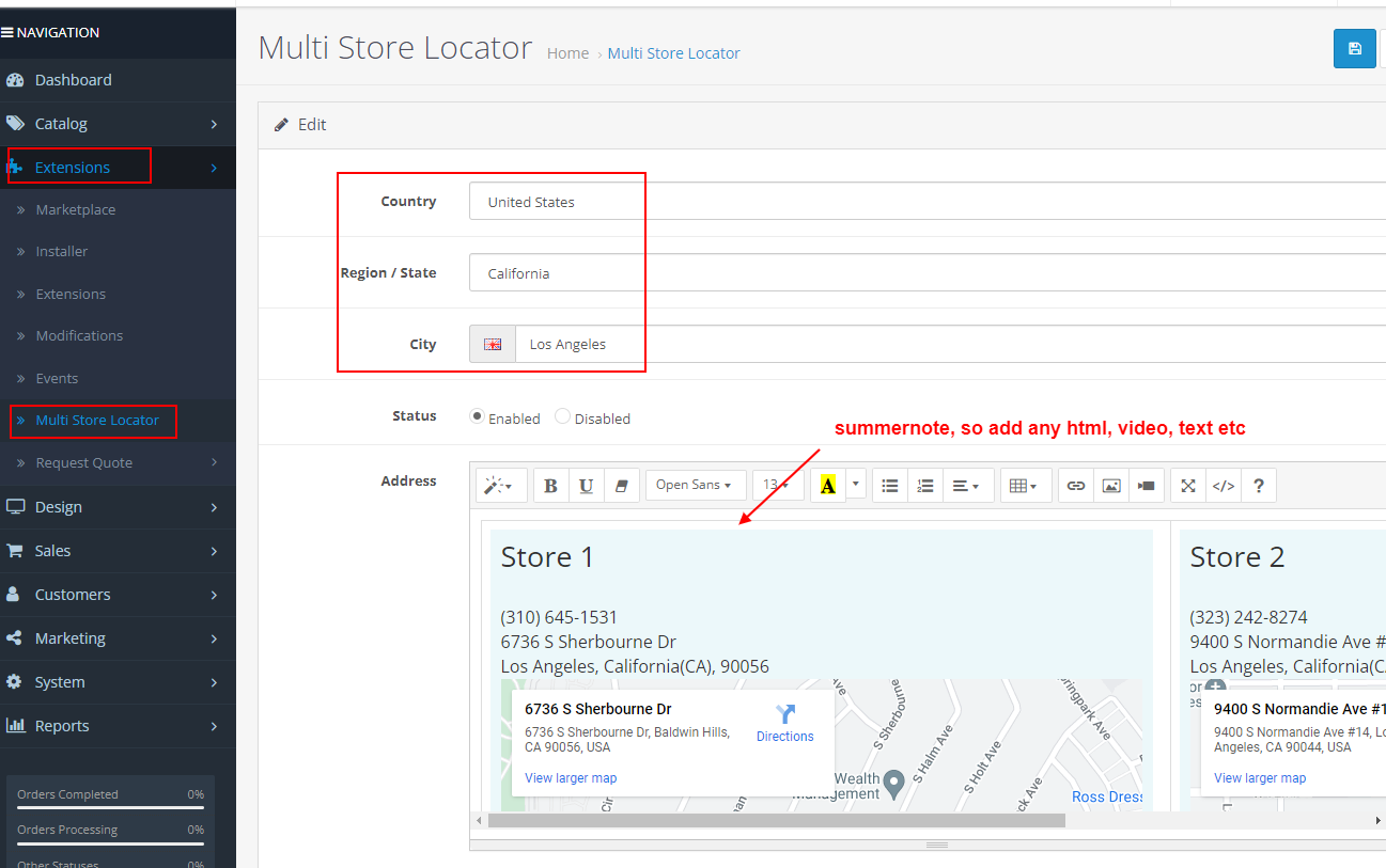 OpenCart - Multi Store Locator