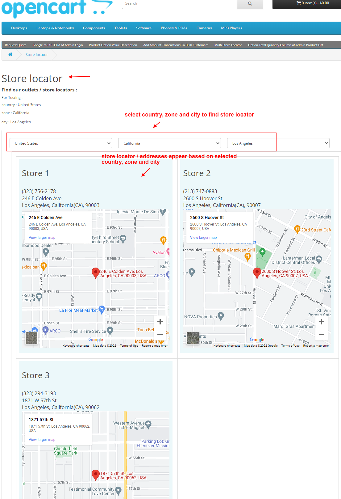 OpenCart - Multi Store Locator