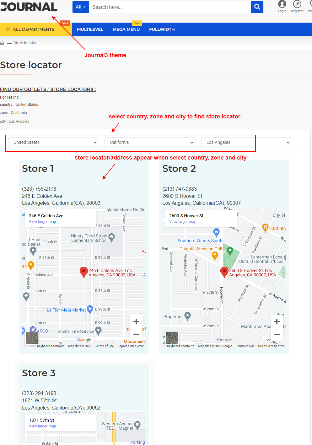 OpenCart - Multi Store Locator