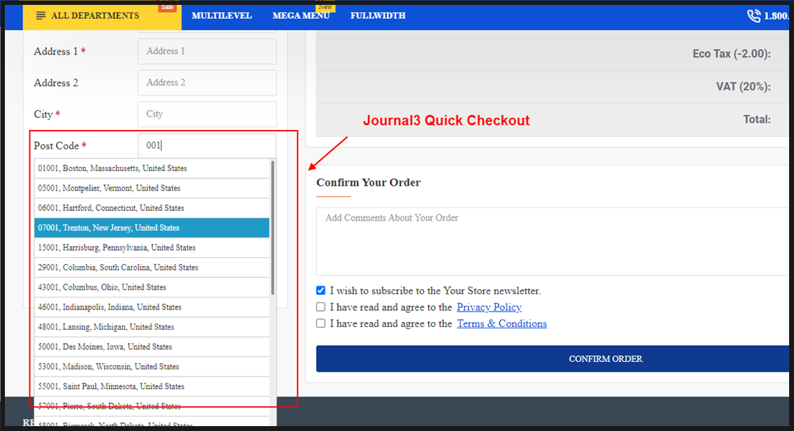 OpenCart - Auto Fill City Zone Country By Postcode