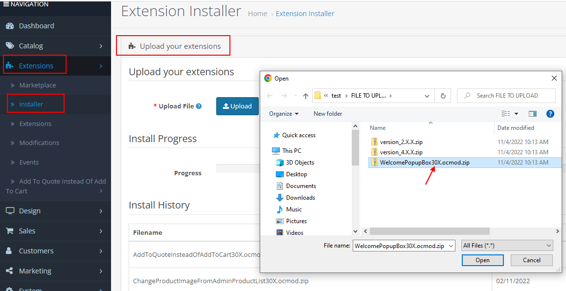 OpenCart - Welcome Popup Box