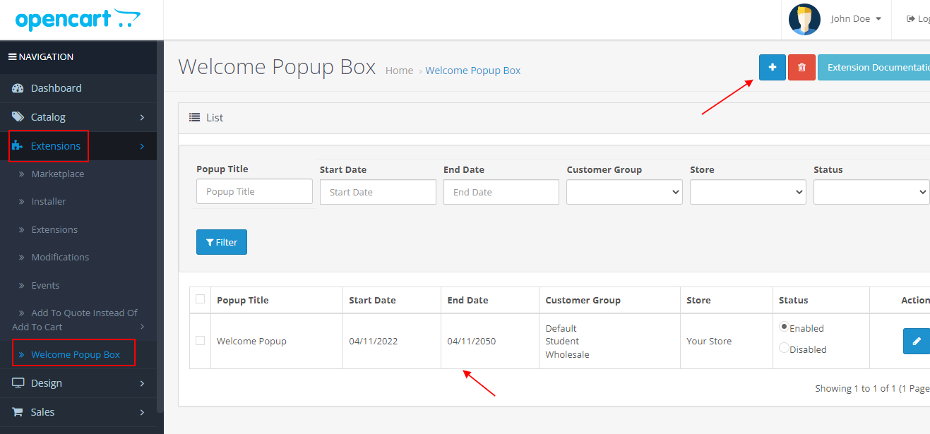 OpenCart - Welcome Popup Box