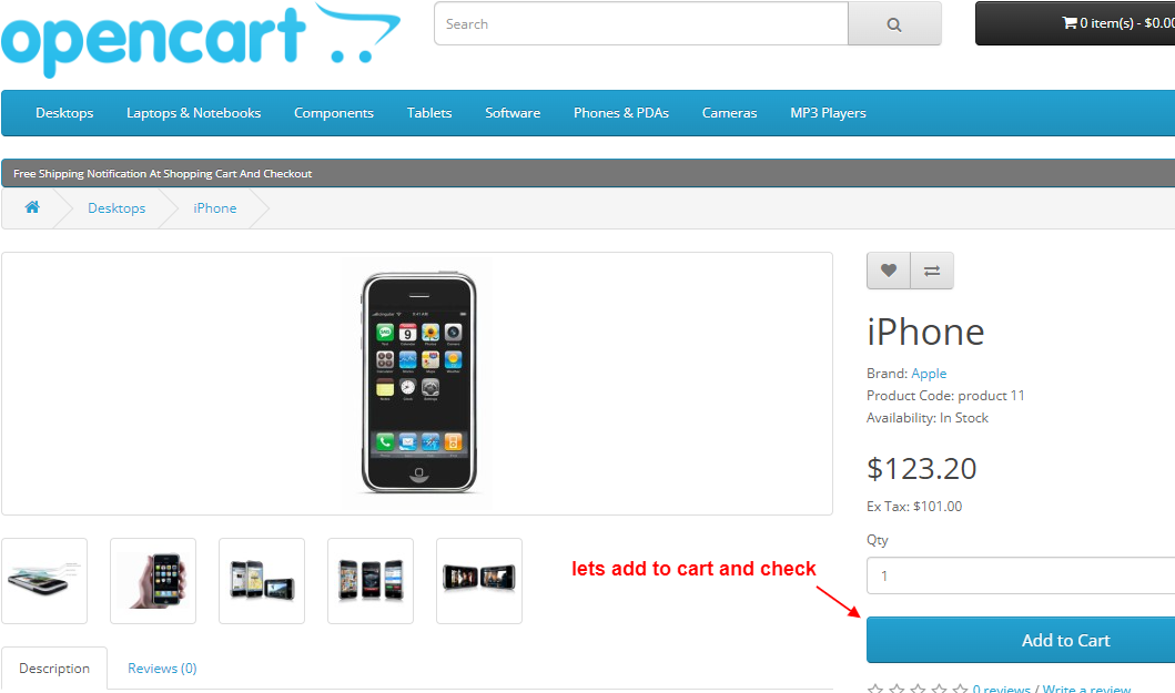 OpenCart - Free Shipping Notification At Shopping Cart And Checkout