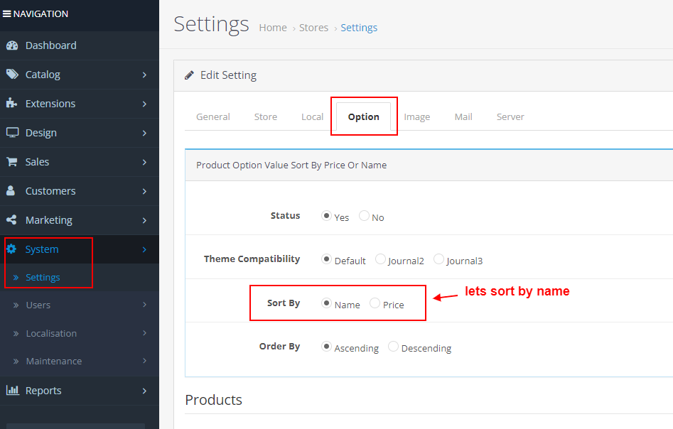 OpenCart - Product Option Value Sort By Price Or Name