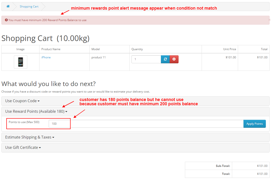 OpenCart - Min Reward Points Balance Must Have By Customer Group