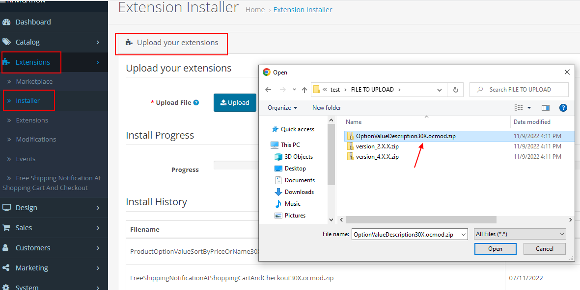 OpenCart - Option Value Description